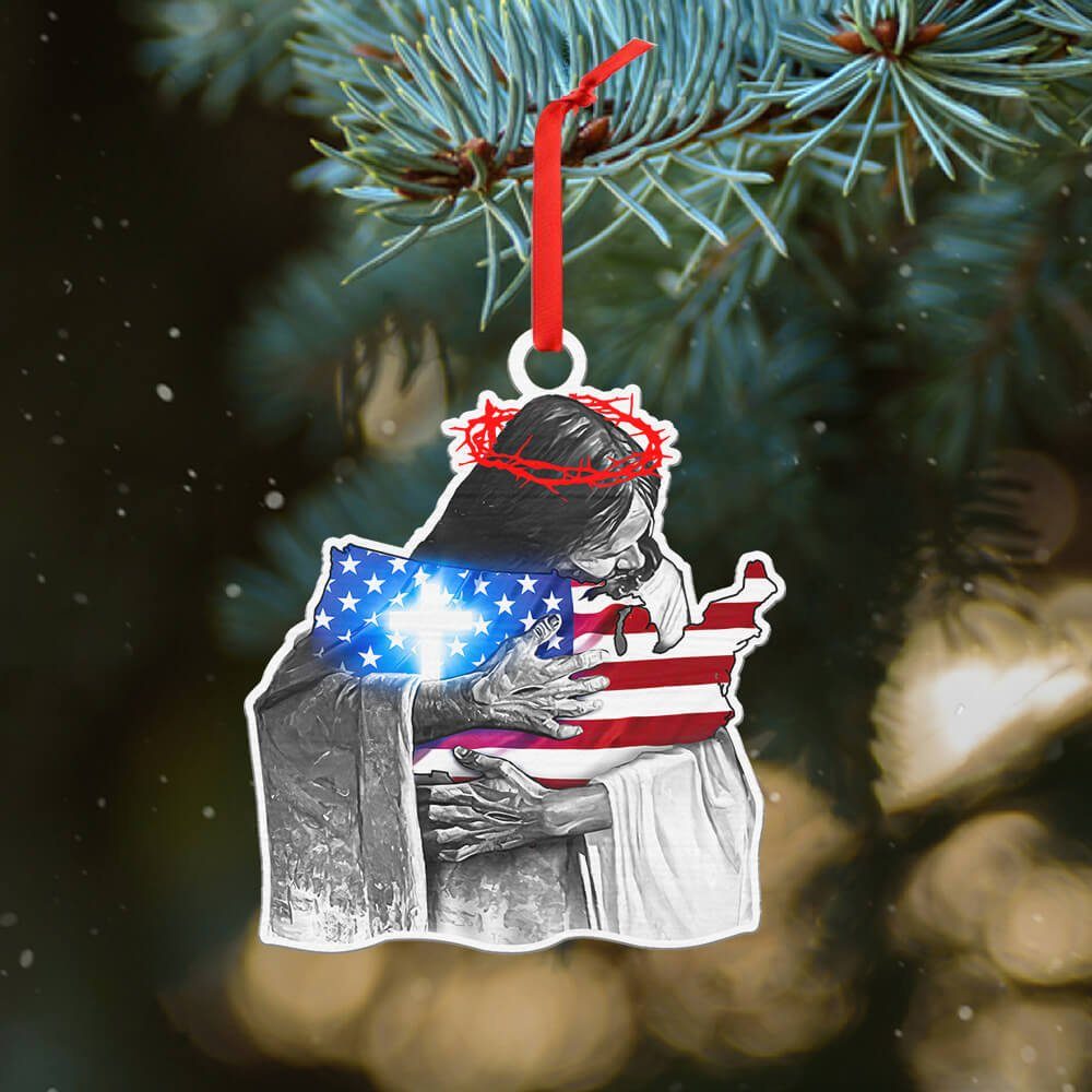 Jesus Custom - Shaped Ornament Hug USA NTB280O - Flagwix