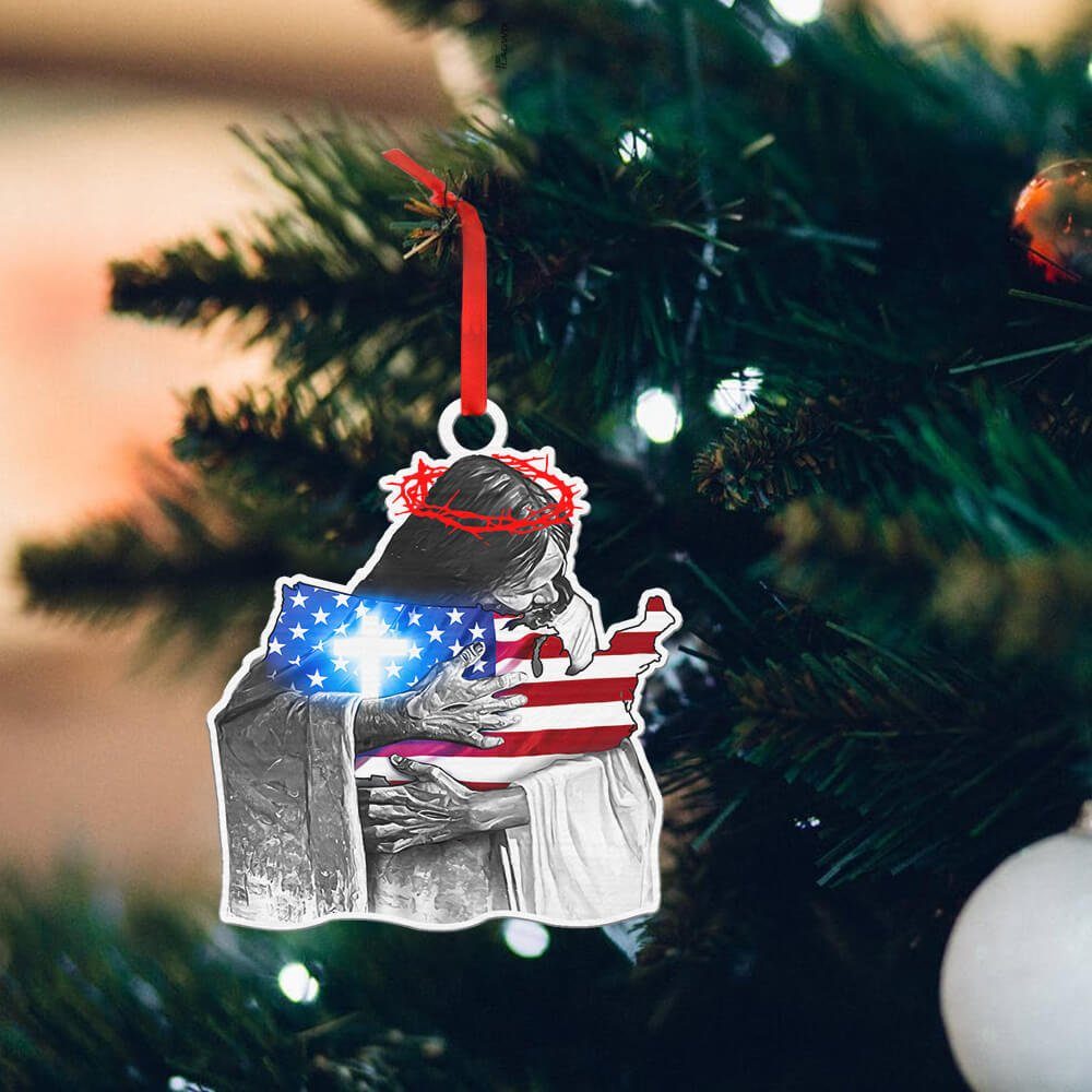 Jesus Custom - Shaped Ornament Hug USA NTB280O - Flagwix