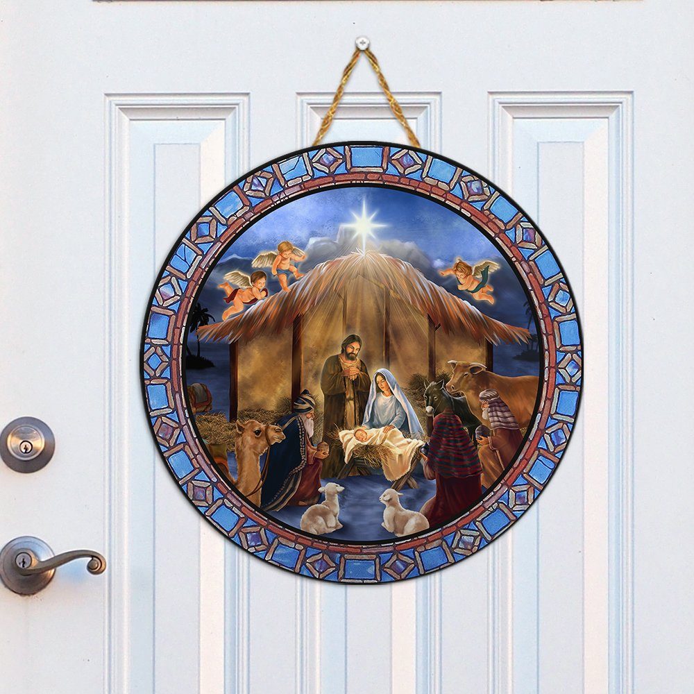 Jesus Door Hanger Jesus Savior Is Born Wooden Sign TRV1610WD – Flagwix