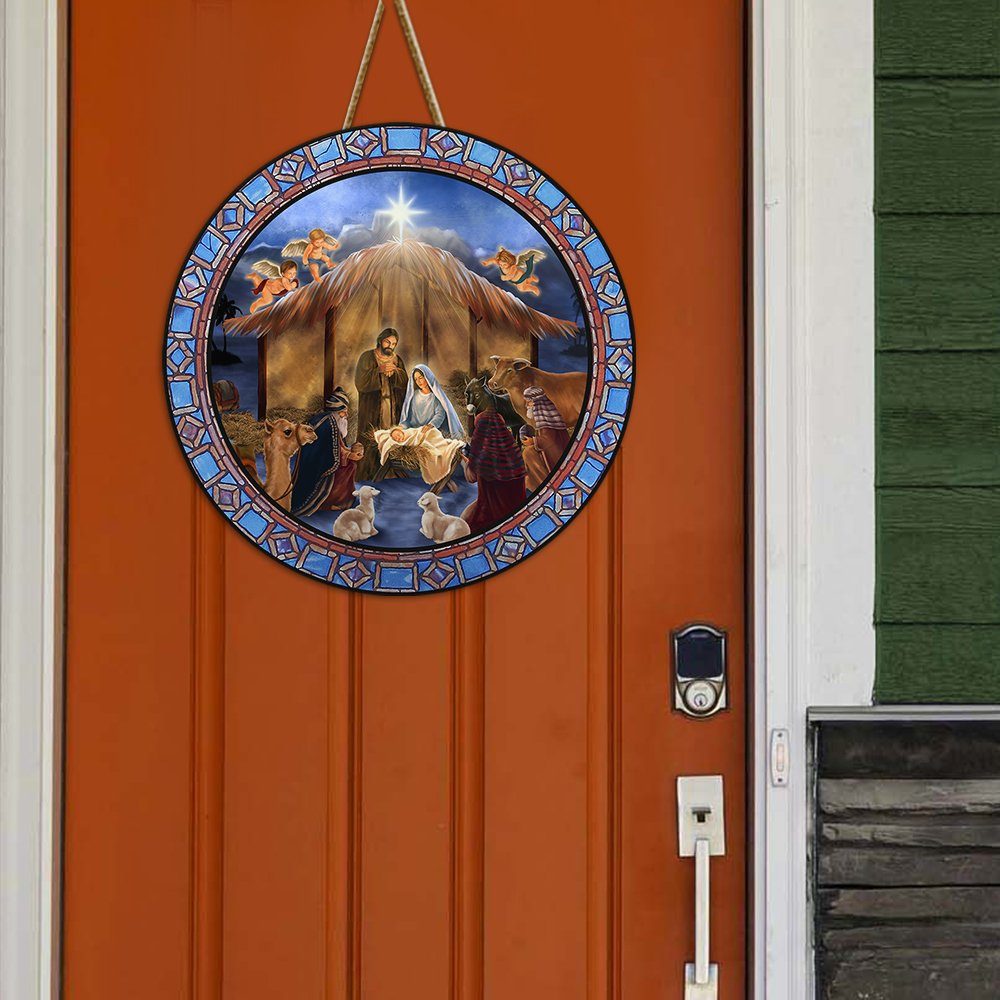 Jesus Door Hanger Jesus Savior Is Born Wooden Sign TRV1610WD – Flagwix