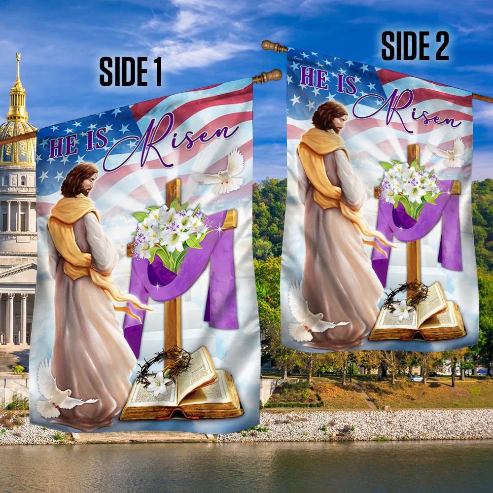Jesus Easter Day He Is Risen Jesus Christ Cross Flag MLN1130F – Flagwix