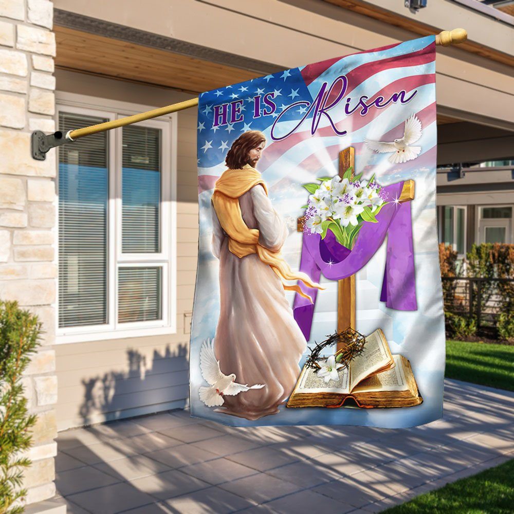 Jesus Easter Day He Is Risen Jesus Christ Cross Flag MLN1130F – Flagwix