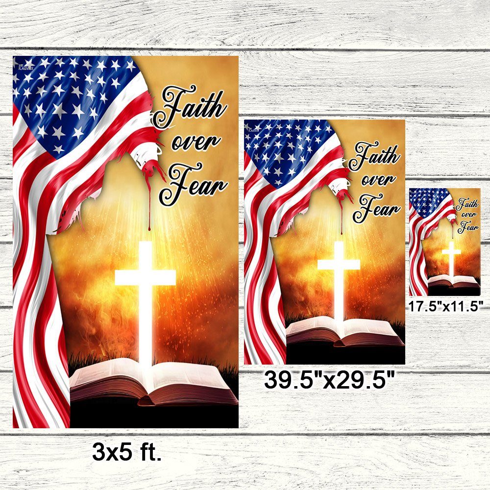 Jesus Flag Holy Bible Cross Holy Light Faith Over Fear American Flag ...