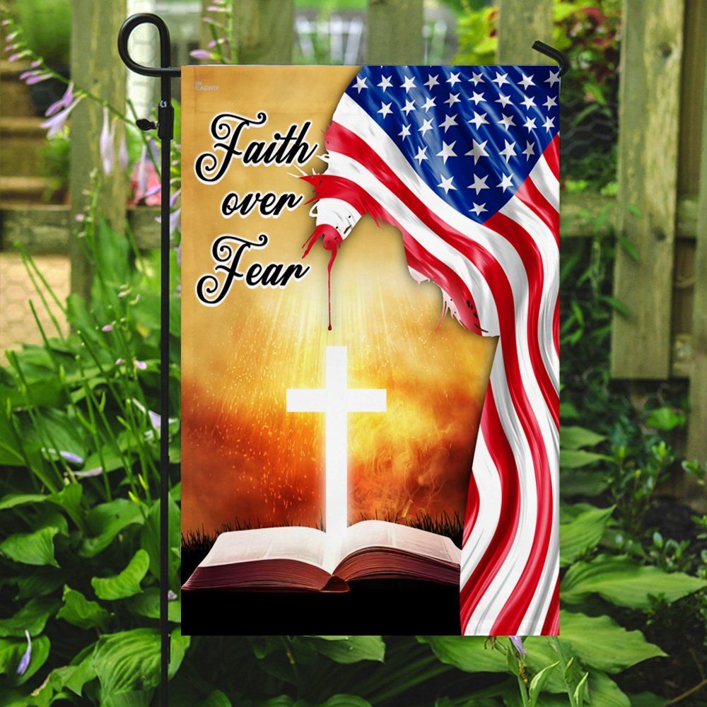 Jesus Flag Holy Bible Cross Holy Light Faith Over Fear American Flag ...