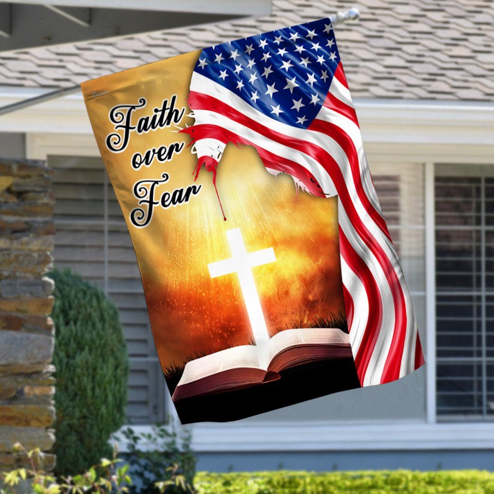 Jesus Flag Holy Bible Cross Holy Light Faith Over Fear American Flag ...
