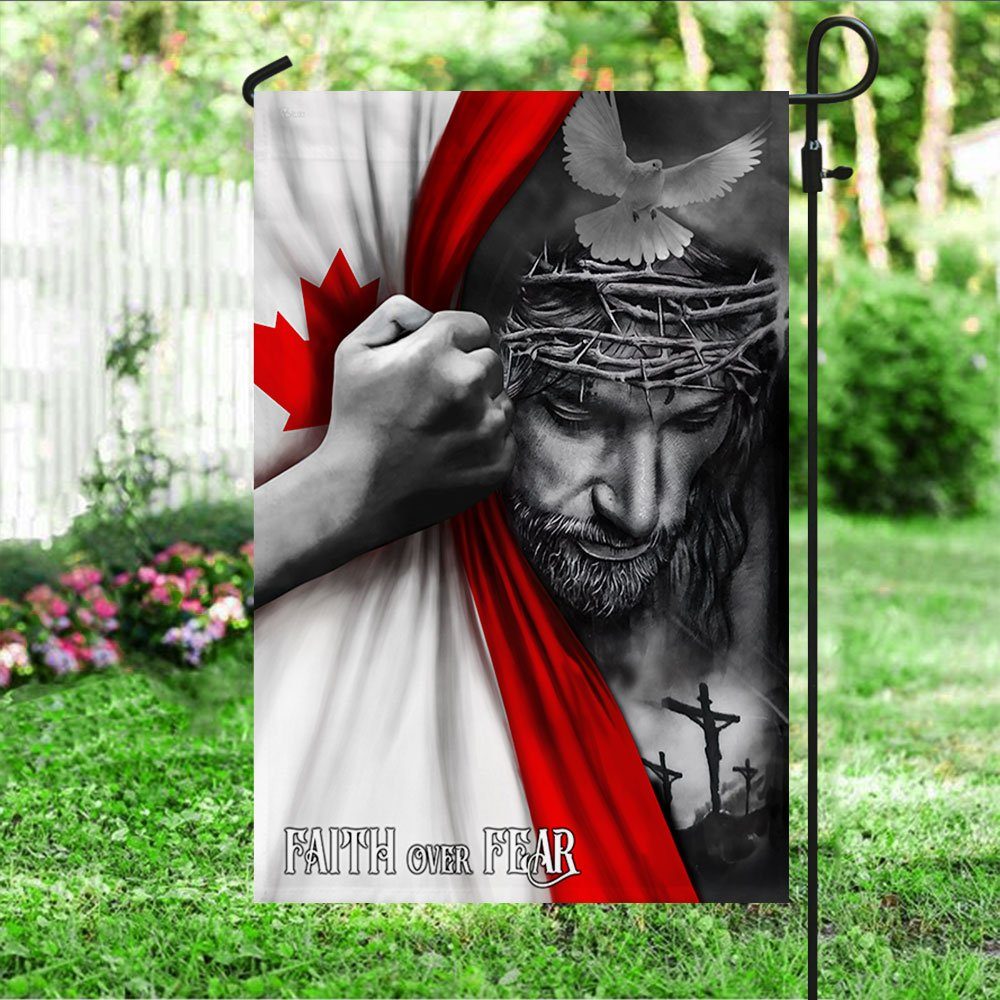 Jesus Flag Jesus Faith Over Fear Canadian Flag TRL1254F - Flagwix