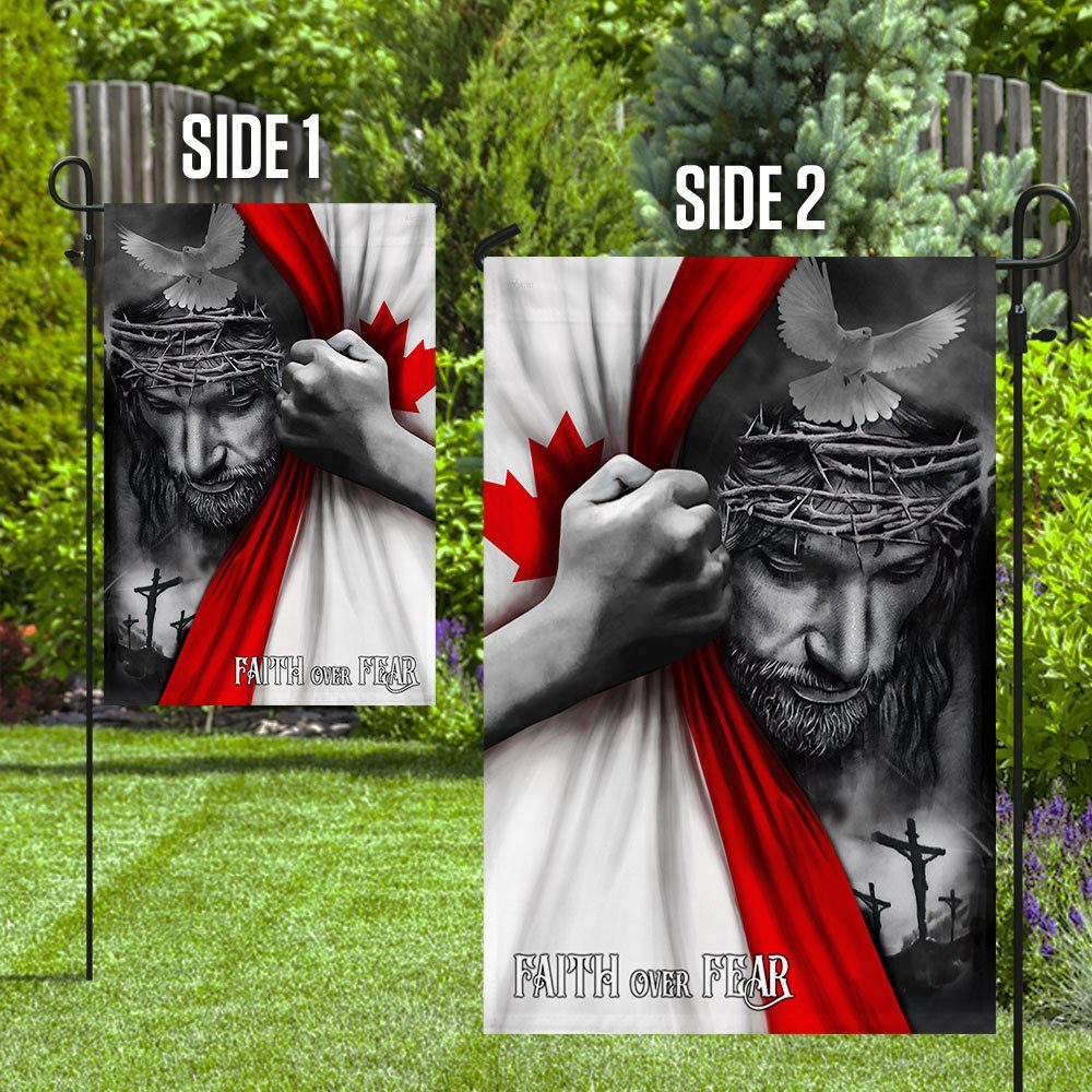 Jesus Flag Jesus Faith Over Fear Canadian Flag TRL1254F - Flagwix
