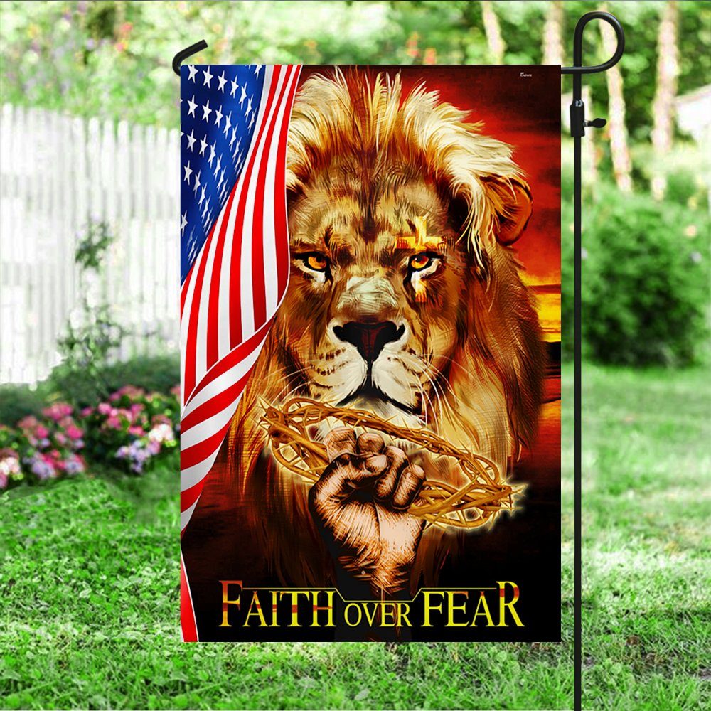 Jesus Flag Lion Faith Over Fear BNT467F - Flagwix