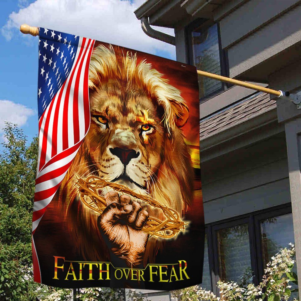 Jesus Flag Lion Faith Over Fear BNT467F - Flagwix
