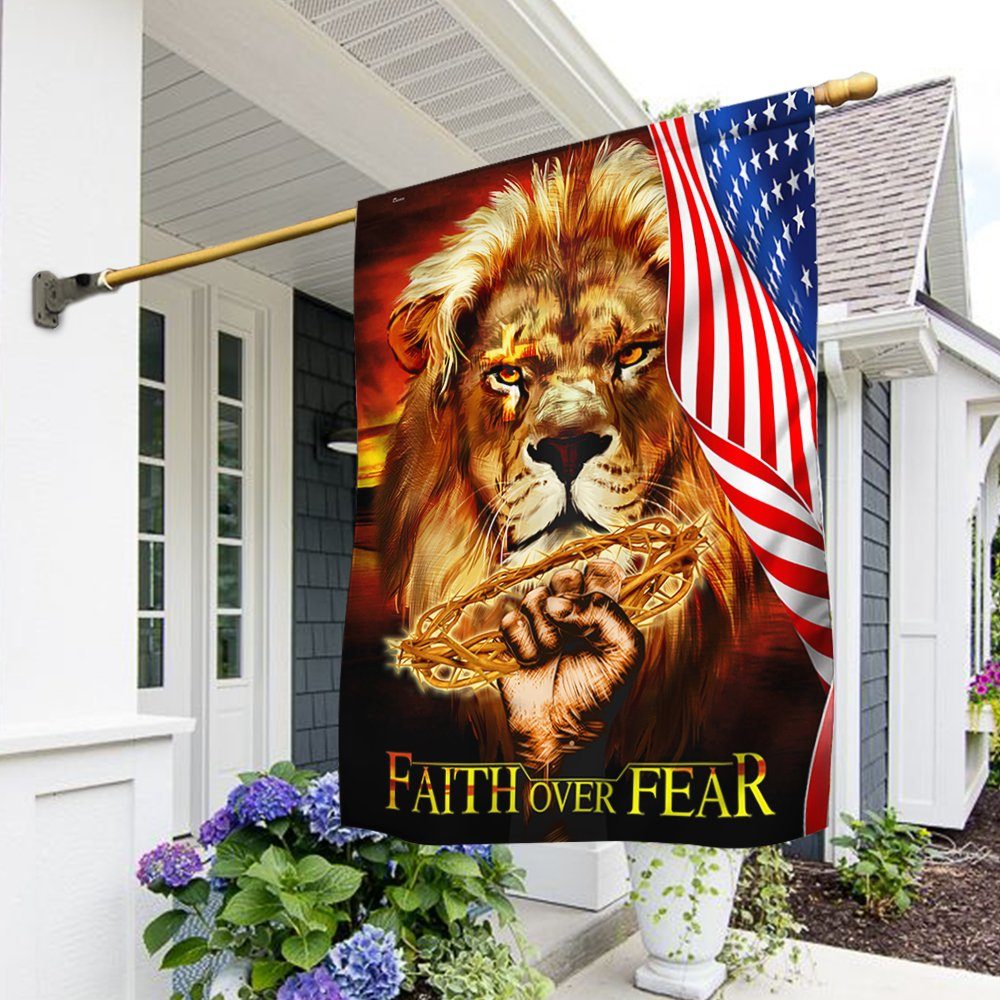 Jesus Flag Lion Faith Over Fear BNT467F - Flagwix
