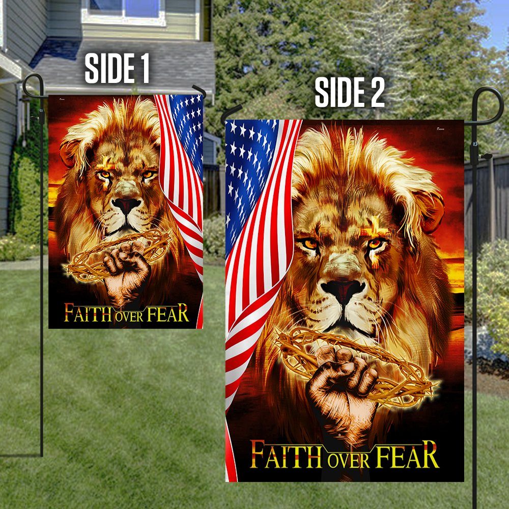 Jesus Flag Lion Faith Over Fear BNT467F - Flagwix