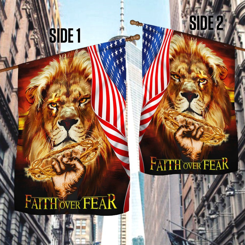 Jesus Flag Lion Faith Over Fear BNT467F - Flagwix