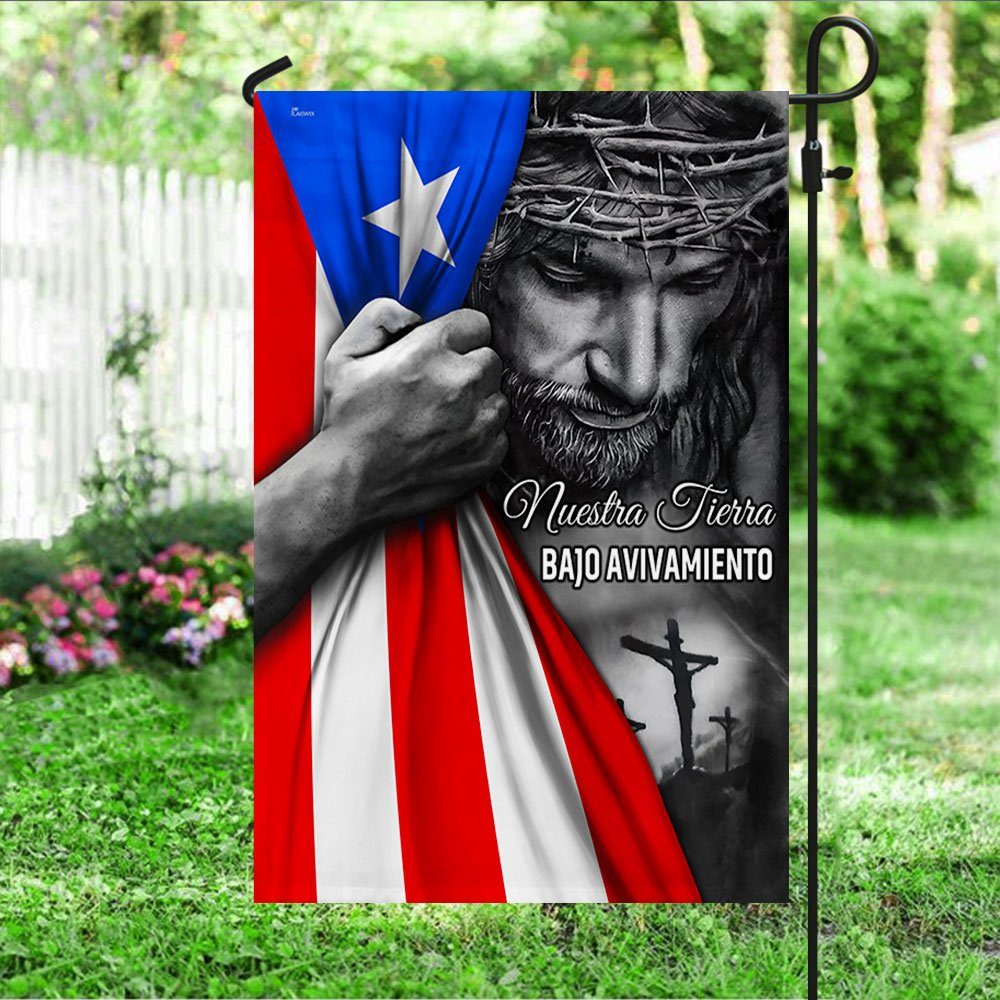 Jesus Flag Nuestra Tierra Bajo Avivamiento Jesus Puerto Rico Flag ...