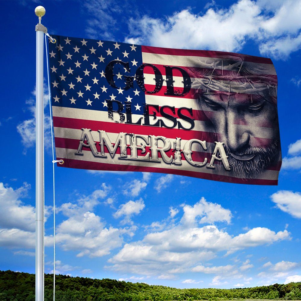 Jesus Grommet Flag God Bless America BNV426GFv1 – Flagwix
