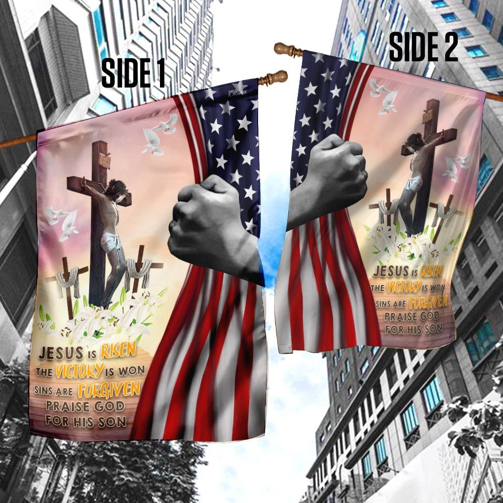 Jesus Is Risen. Christian Easter Day Flag - Flagwix
