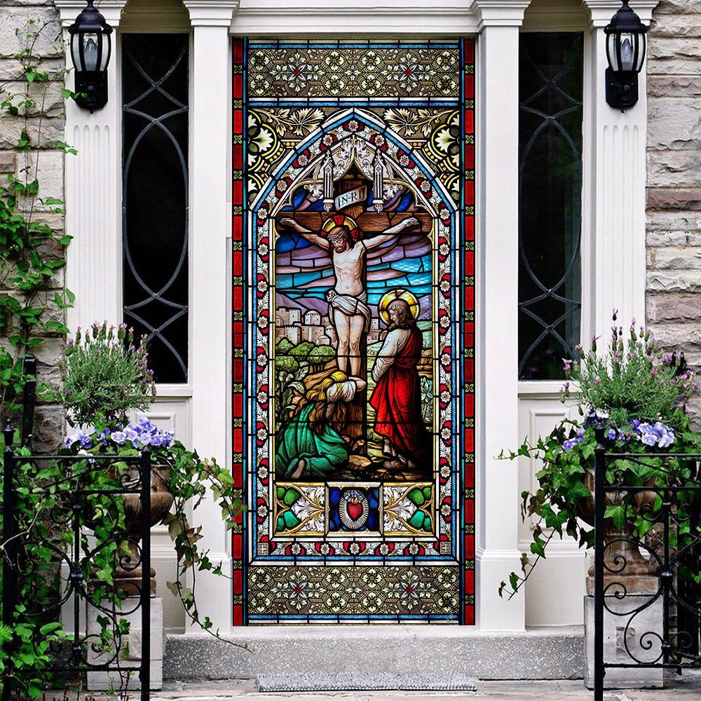 Jesus On The Cross Flagwix™ Colorful Jesus Door Cover – Flagwix