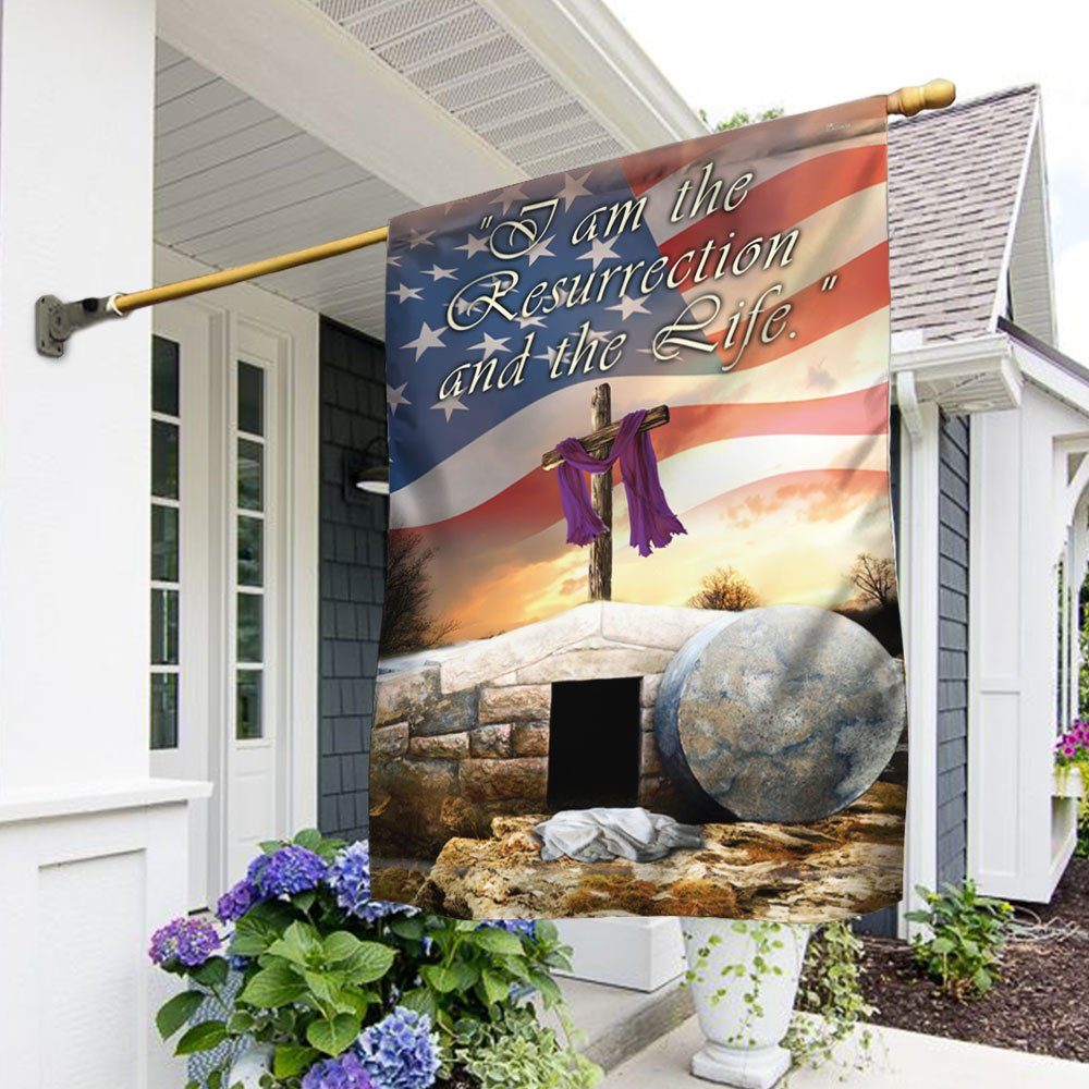 Jesus Resurrection Easter Flag I Am The Resurrection And The Life ...