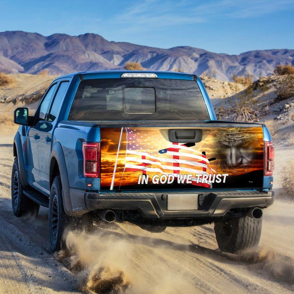 Jesus Truck Tailgate Decal Sticker Wrap In God We Trust TTY333TD – Flagwix