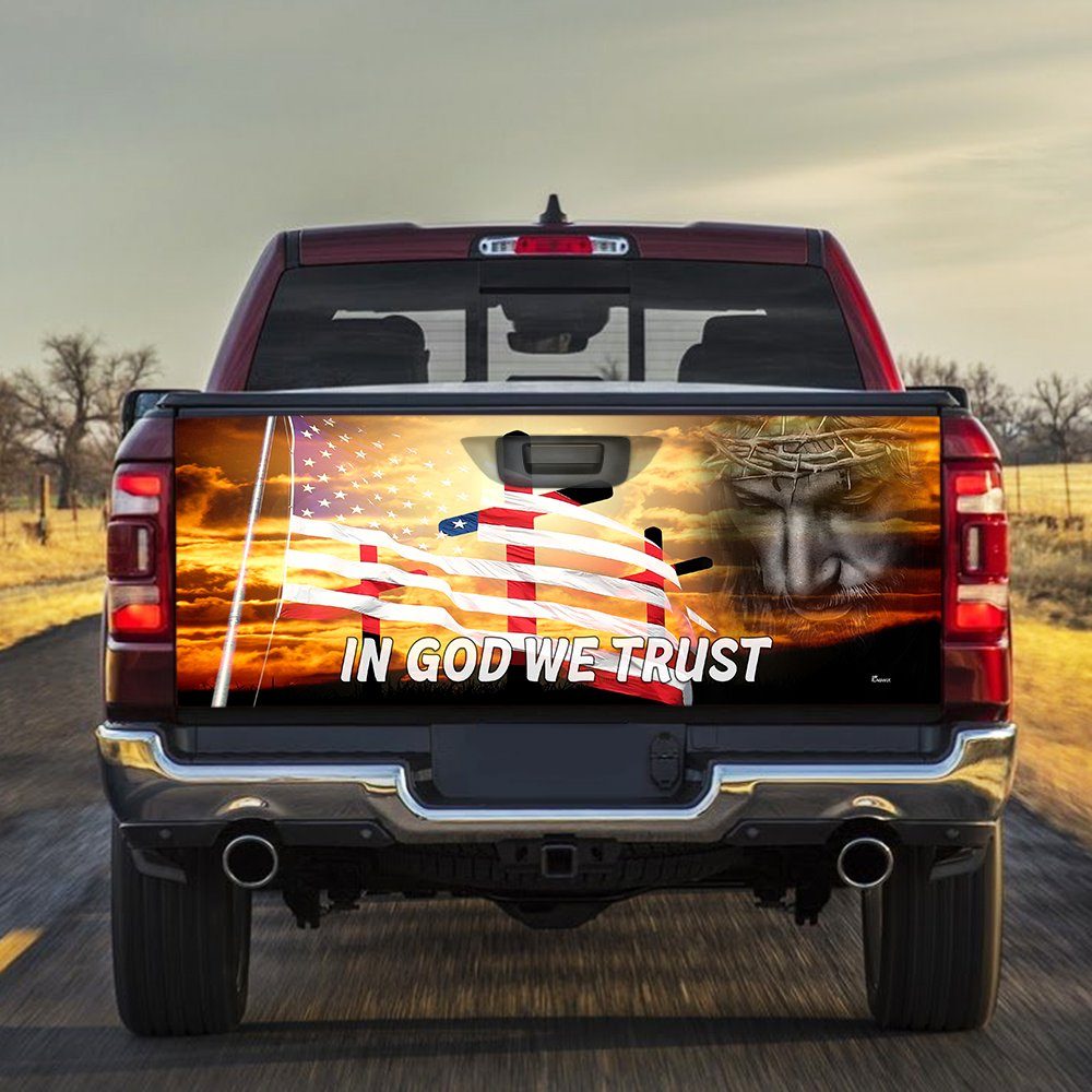 Jesus Truck Tailgate Decal Sticker Wrap In God We Trust TTY333TD – Flagwix