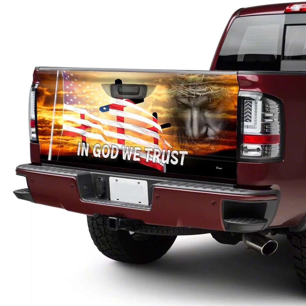 Jesus Truck Tailgate Decal Sticker Wrap In God We Trust TTY333TD – Flagwix