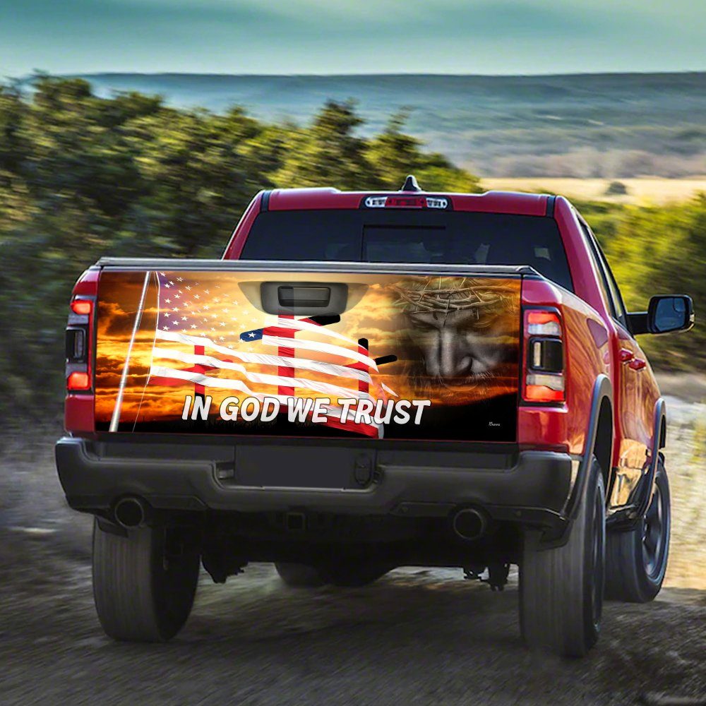 Jesus Truck Tailgate Decal Sticker Wrap In God We Trust TTY333TD – Flagwix