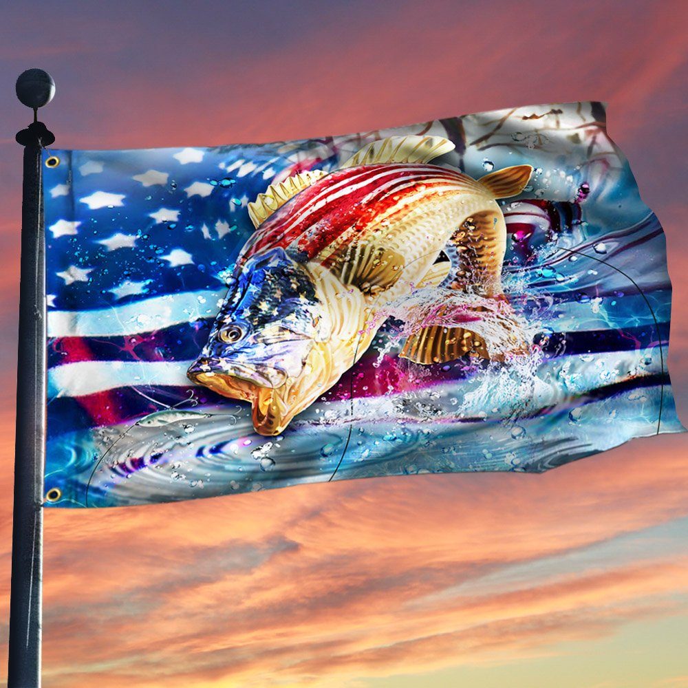Largemouth Bass Fishing American Grommet Flag THH2917GF - Flagwix