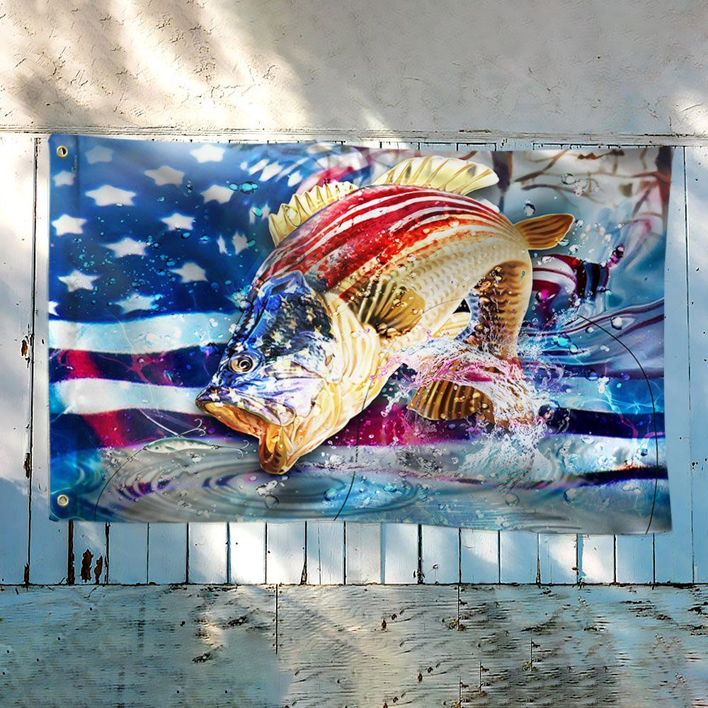 Largemouth Bass Fishing American Grommet Flag THH2917GF - Flagwix