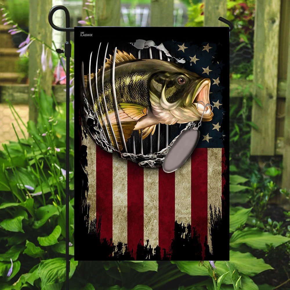 Largemouth Bass Fishing American US Flag - Flagwix