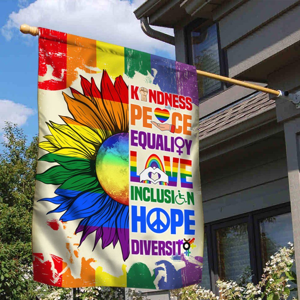 LGBT Flag Kindness, Peace, Equality DDH3455F - Flagwix