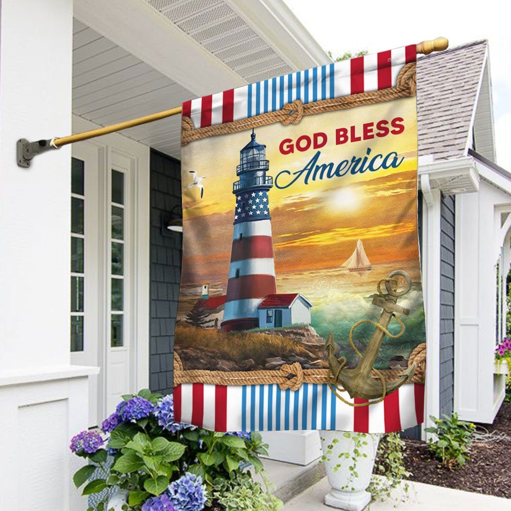 Lighthouse Flag God Bless America MLN61F – Flagwix