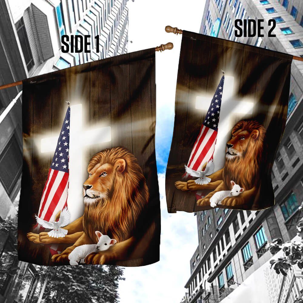 Lion and Lamb Cross Flag - Flagwix