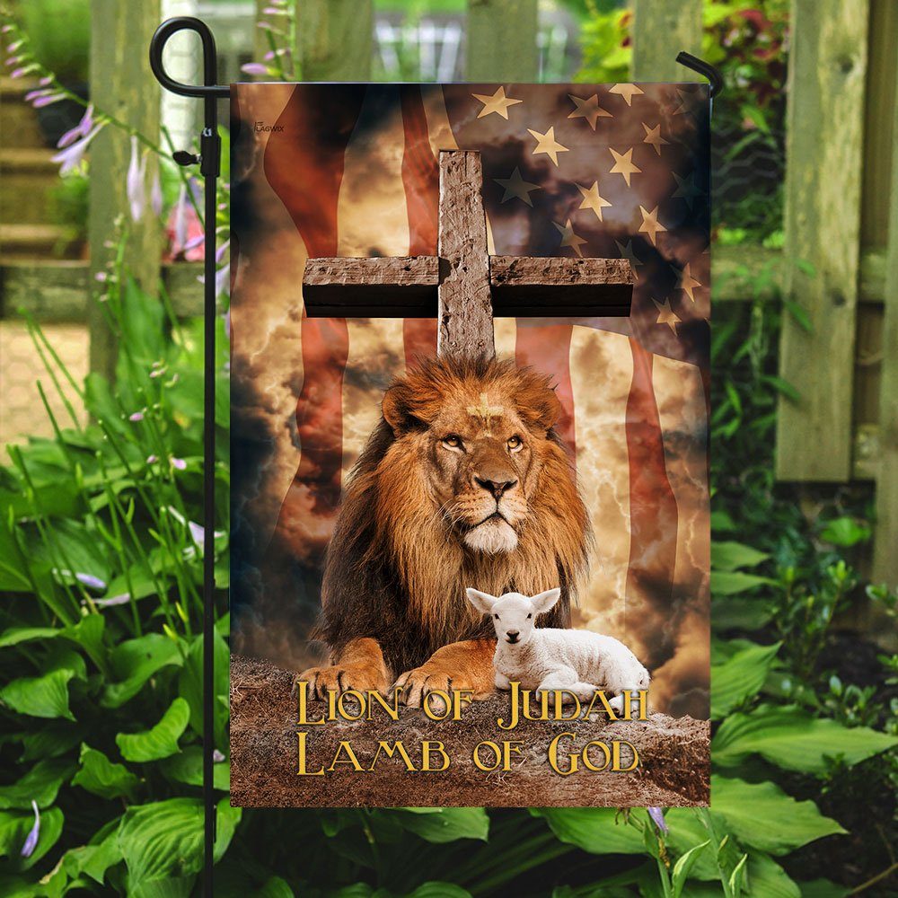 Lion Of Judah Lamb Of God Cross v1 Flag - Flagwix