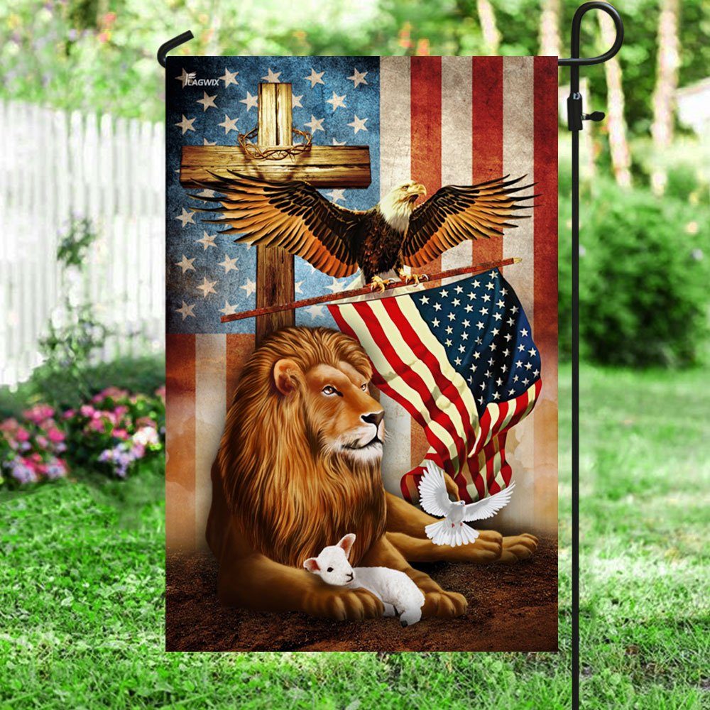 Lion Of Judah Lamb Of God Jesus Christ Rugged Cross American Flag ...