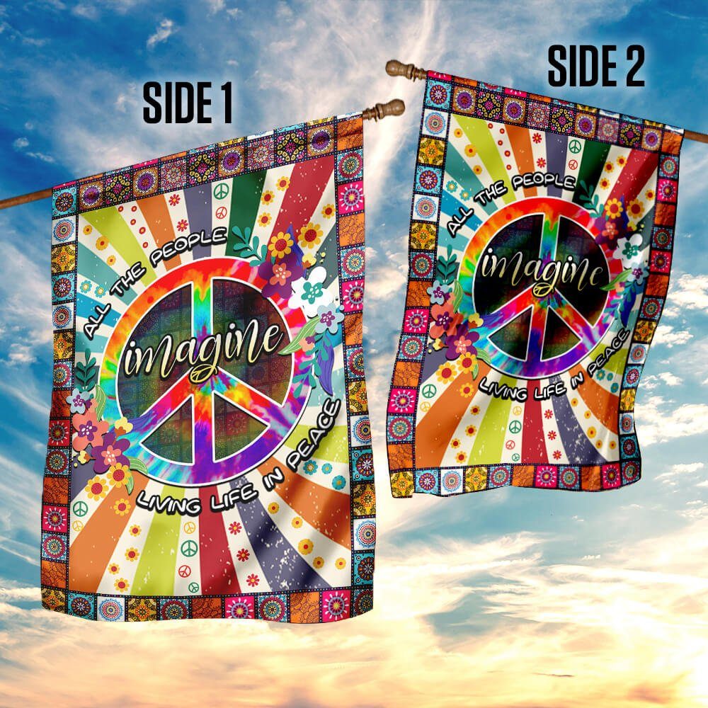 Living Life In Peace Hippie Flag - Flagwix