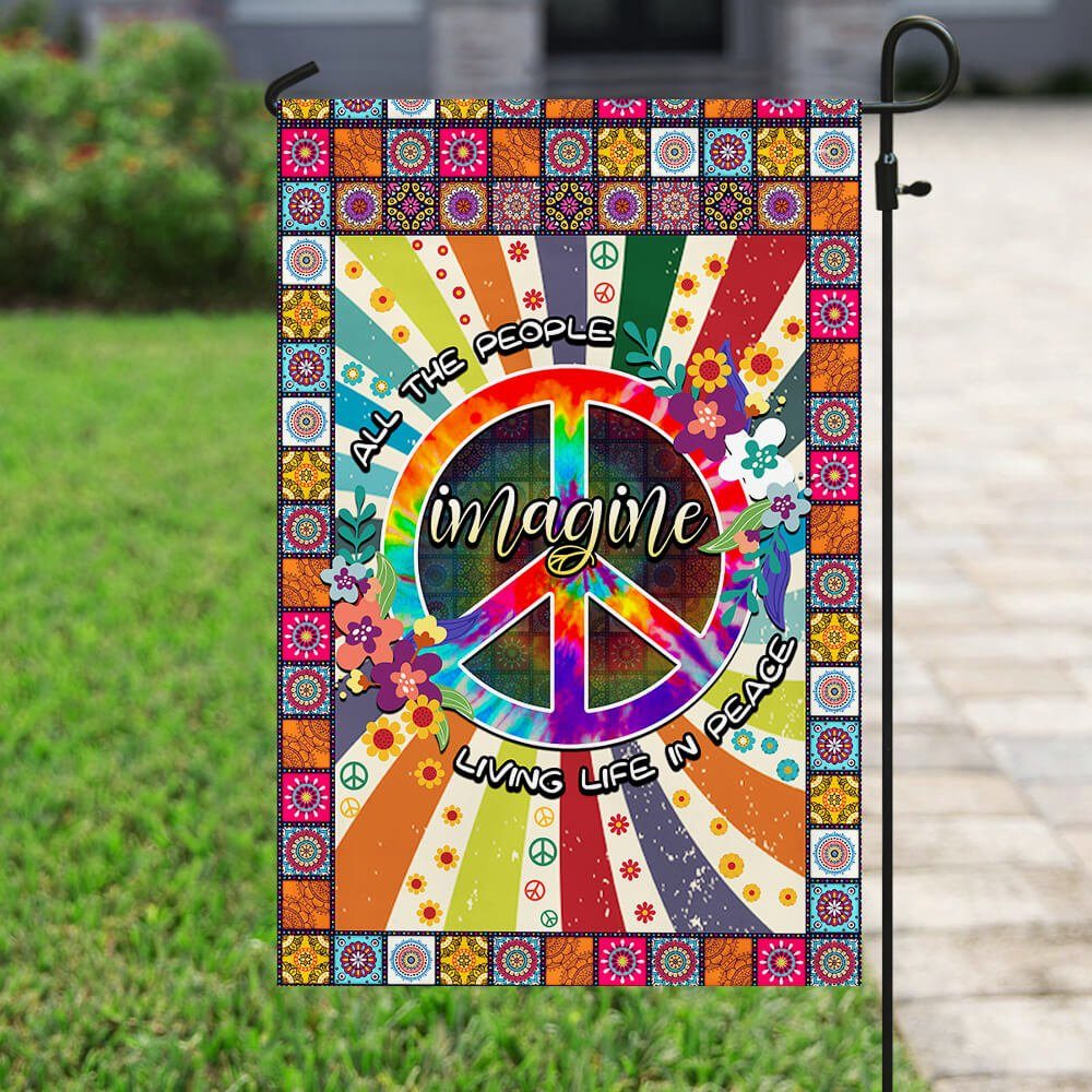 Living Life In Peace Hippie Flag - Flagwix