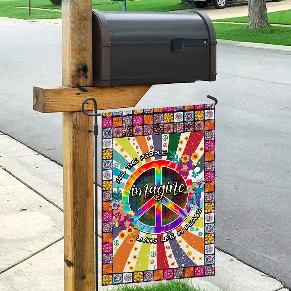 Living Life In Peace Hippie Flag - Flagwix