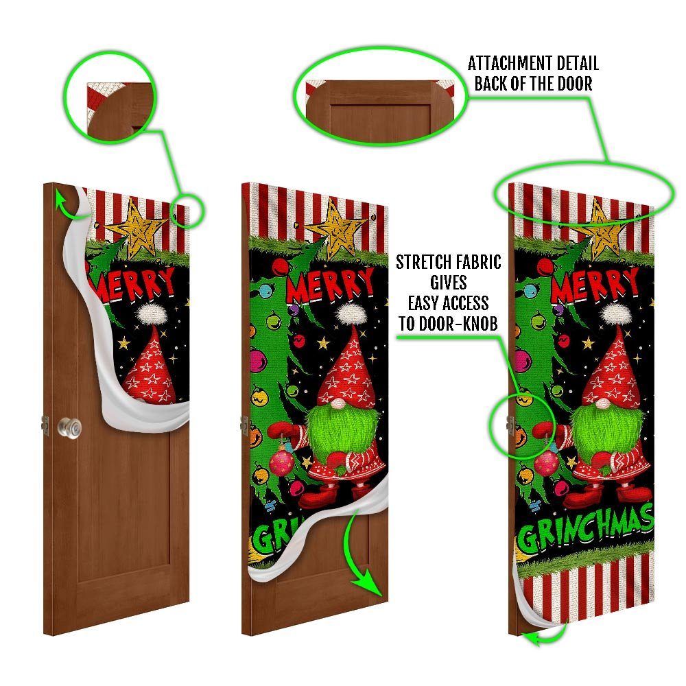 Merry Grinchmas Gnome Christmas Door Cover BNN615D - Flagwix