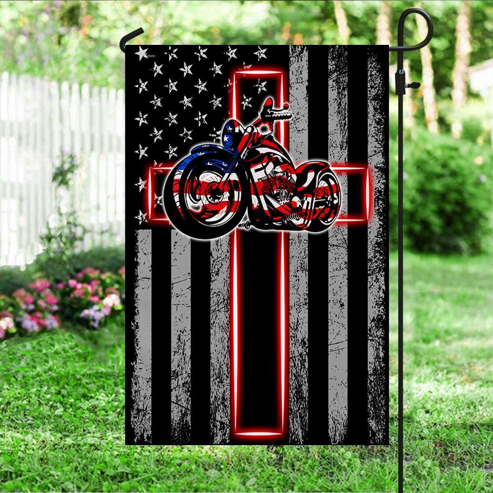 Motorbike Flag Jesus Motorcycle American Flag QTR110F - Flagwix