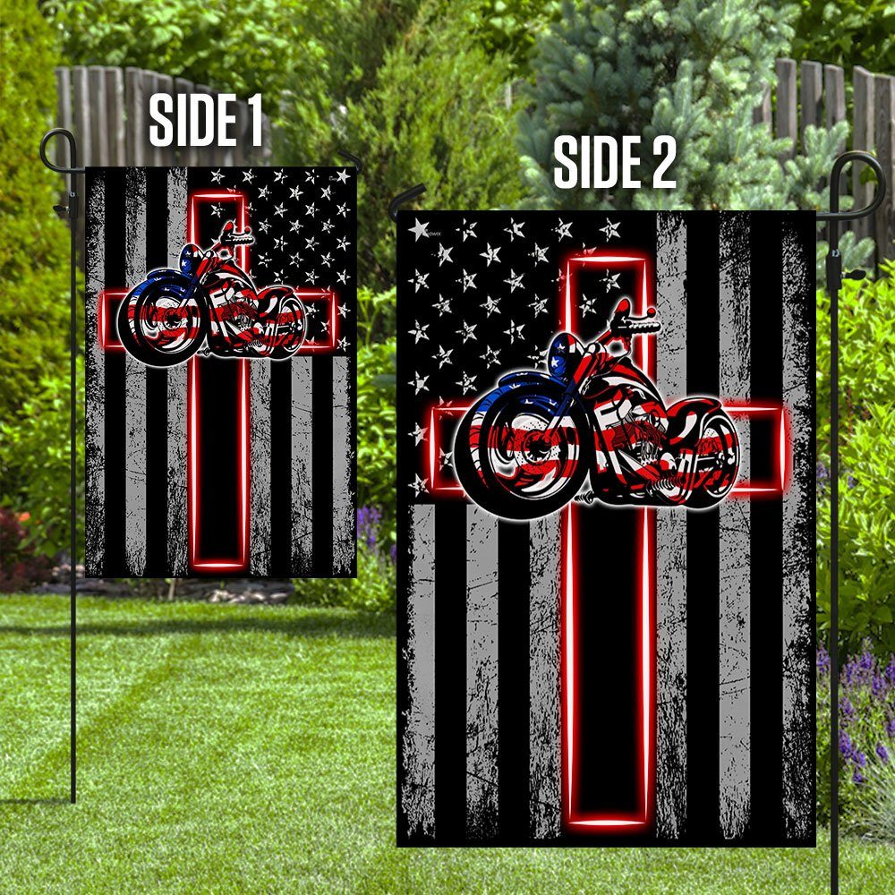 Motorbike Flag Jesus Motorcycle American Flag QTR110F - Flagwix