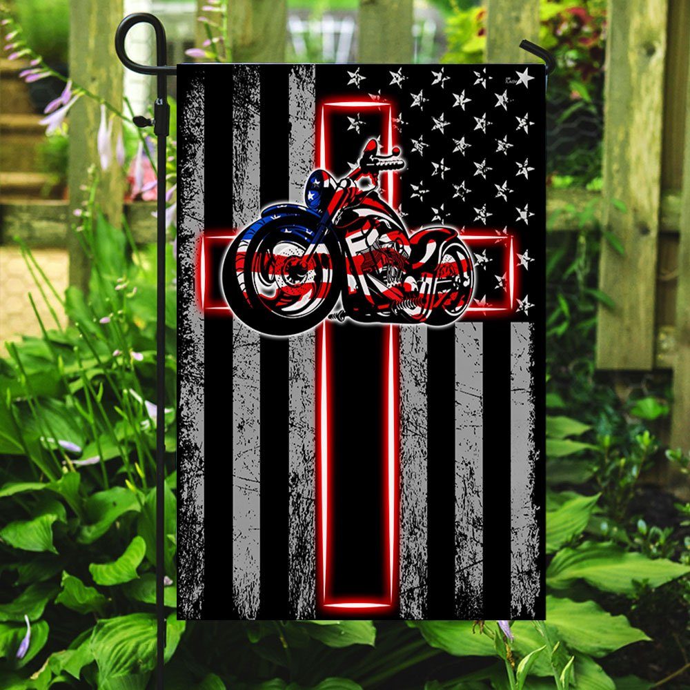 Motorbike Flag Jesus Motorcycle American Flag QTR110F - Flagwix