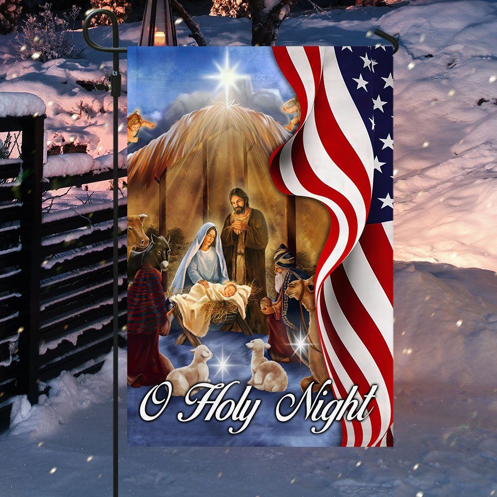 Nativity Scene American Flag O Holy Night DDH2986F - Flagwix