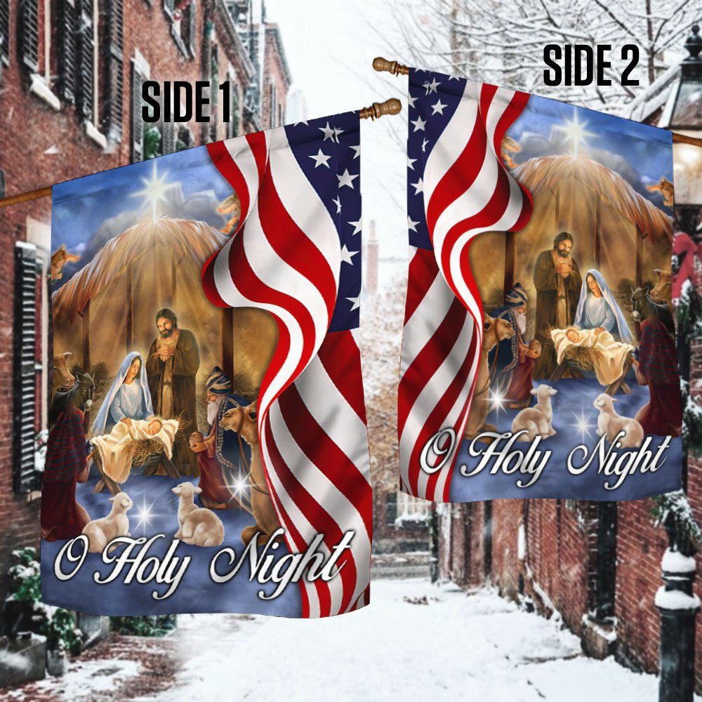 Nativity Scene American Flag O Holy Night DDH2986F - Flagwix