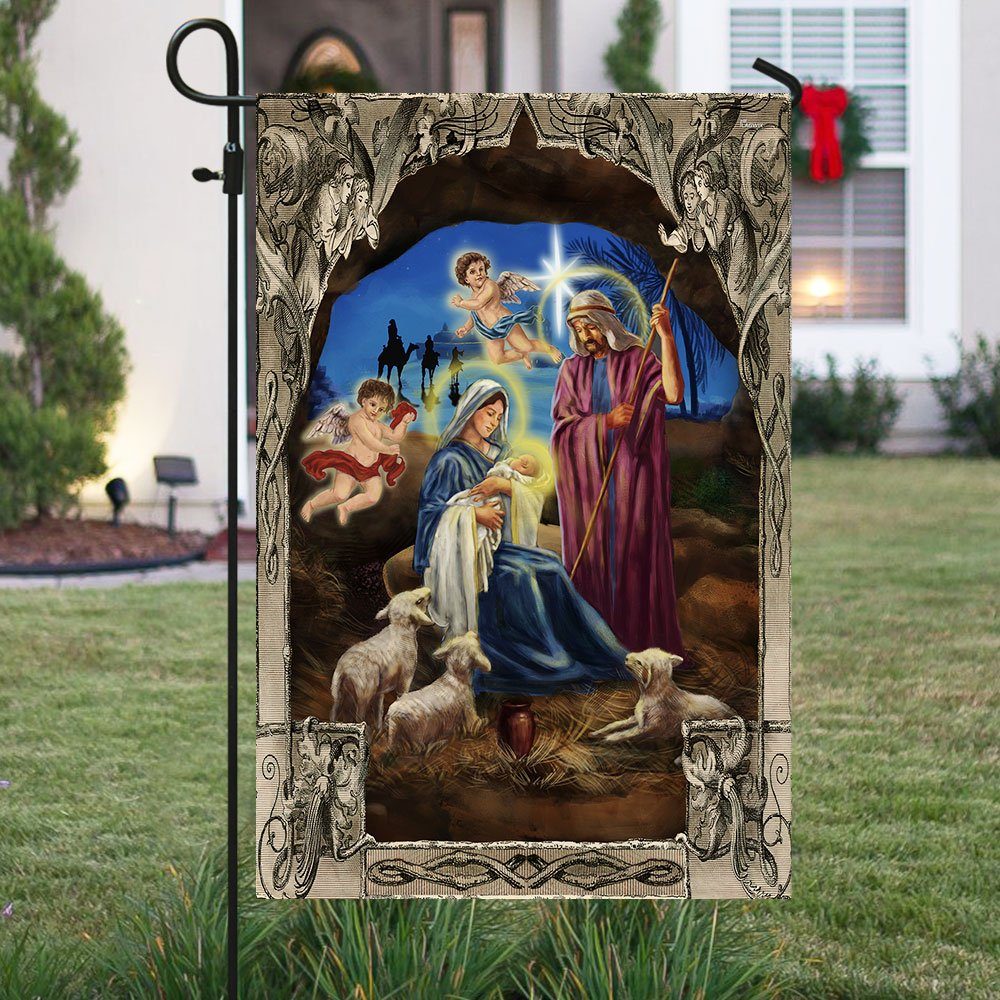 Nativity Scene Christmas Flag QNN646F - Flagwix