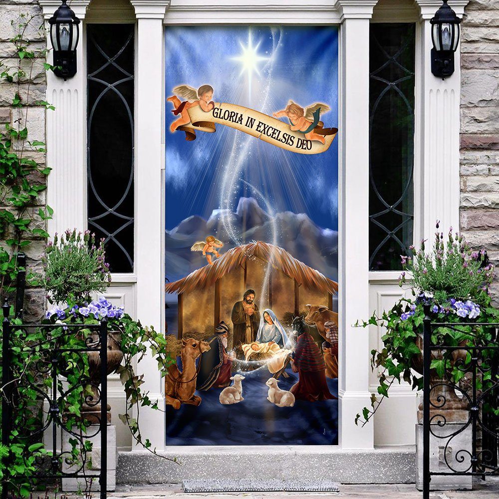 Nativity Scene Door Cover, Jesus Is Born QNN661D - Flagwix