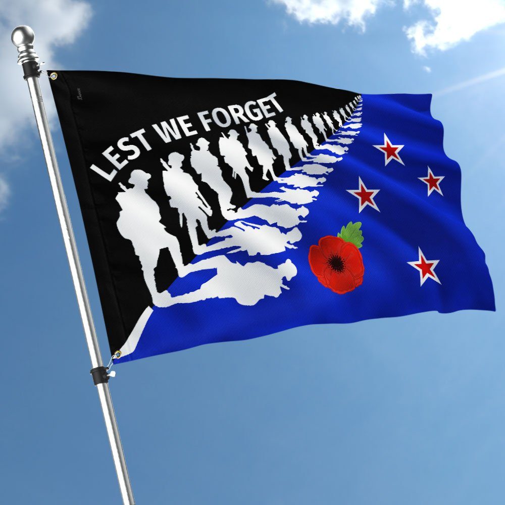 New Zealand Anzac Day Lest We Forget Grommet Flag MLN1154GF - Flagwix