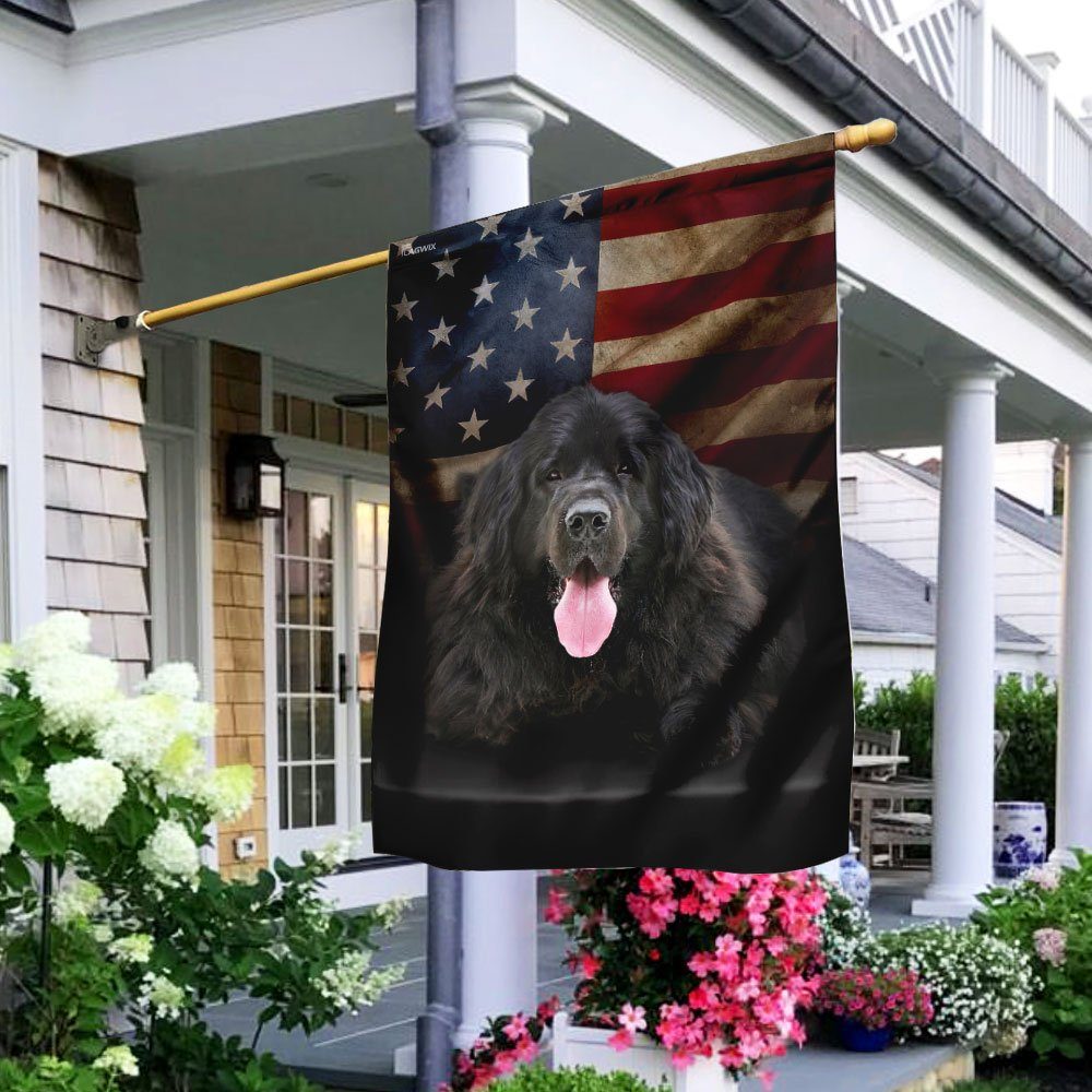 Newfoundland Dog American Flag - Flagwix
