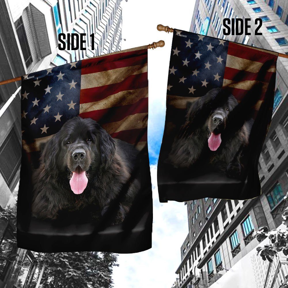 Newfoundland Dog American Flag - Flagwix