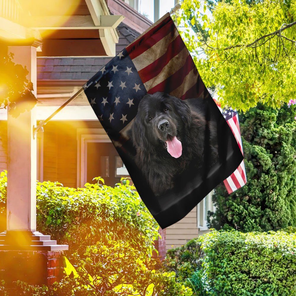 Newfoundland Dog American Flag - Flagwix