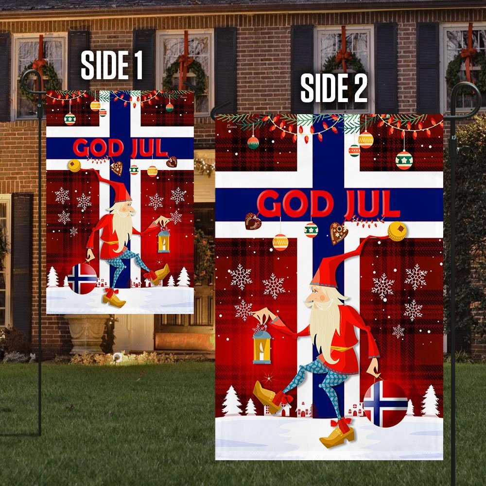 Norway Tomte Gnome God Jul Norwegian Flag MLN806F – Flagwix