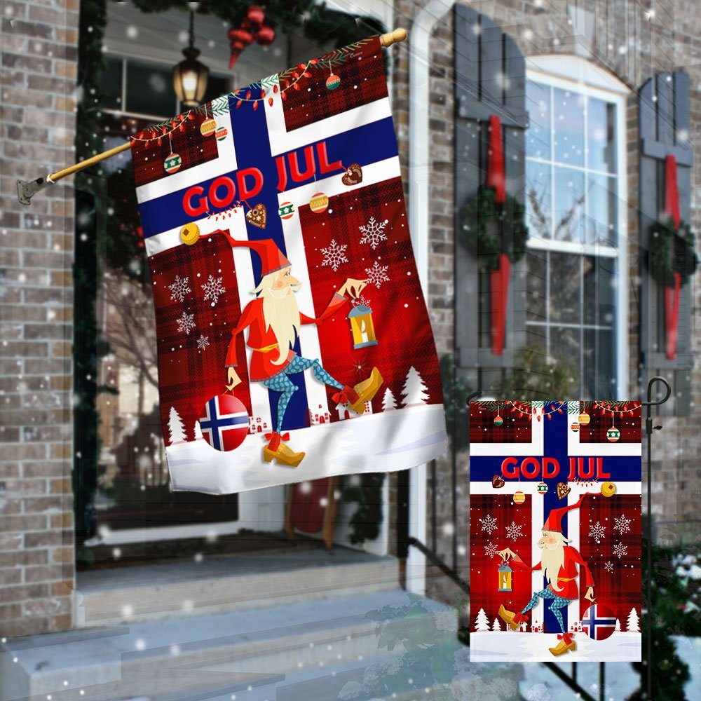 Norway Tomte Gnome God Jul Norwegian Flag MLN806F – Flagwix